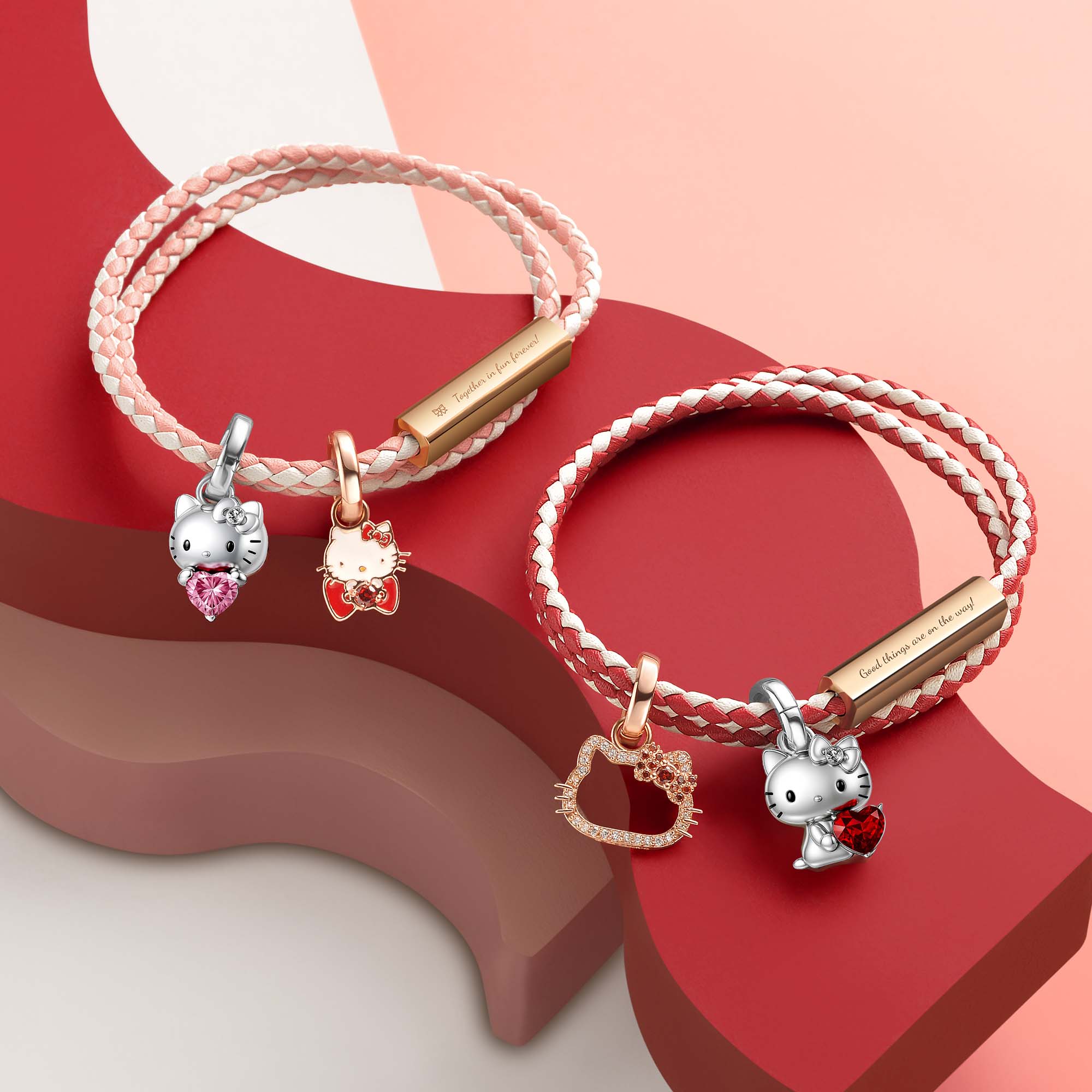 Hello Kitty Customized Italian Leather Wrap Bracelet - Strawberry Milk ...