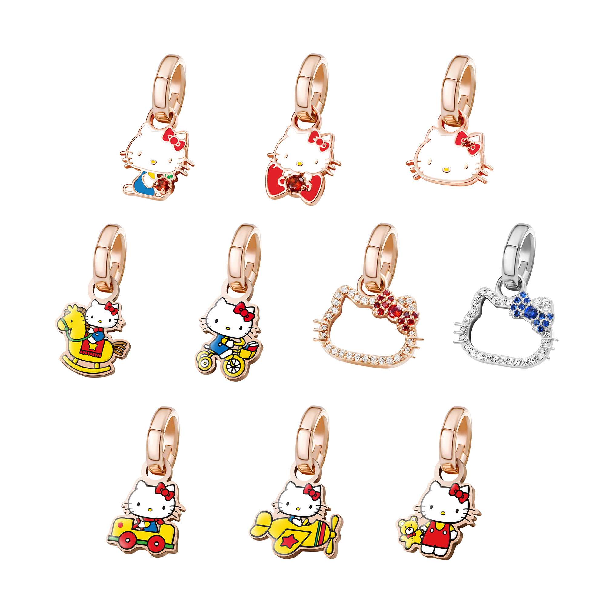 Hello Kitty Metal Box Chain Gemstone Bracelet - Rose Gold Mother of Pearl