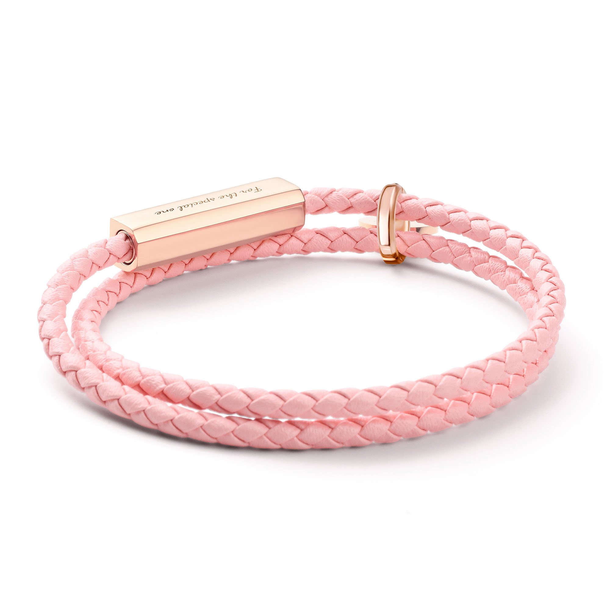 Hello Kitty Customized Leather Gemstone Bracelet - Blossom Pink Rose Quartz