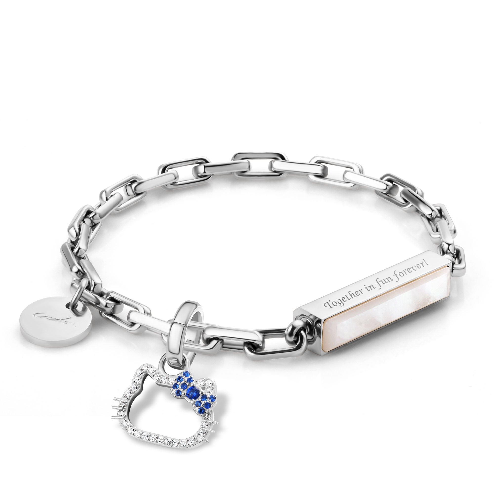 Hello Kitty Metal Box Chain Gemstone Bracelet - Twilight Silver Mother ...
