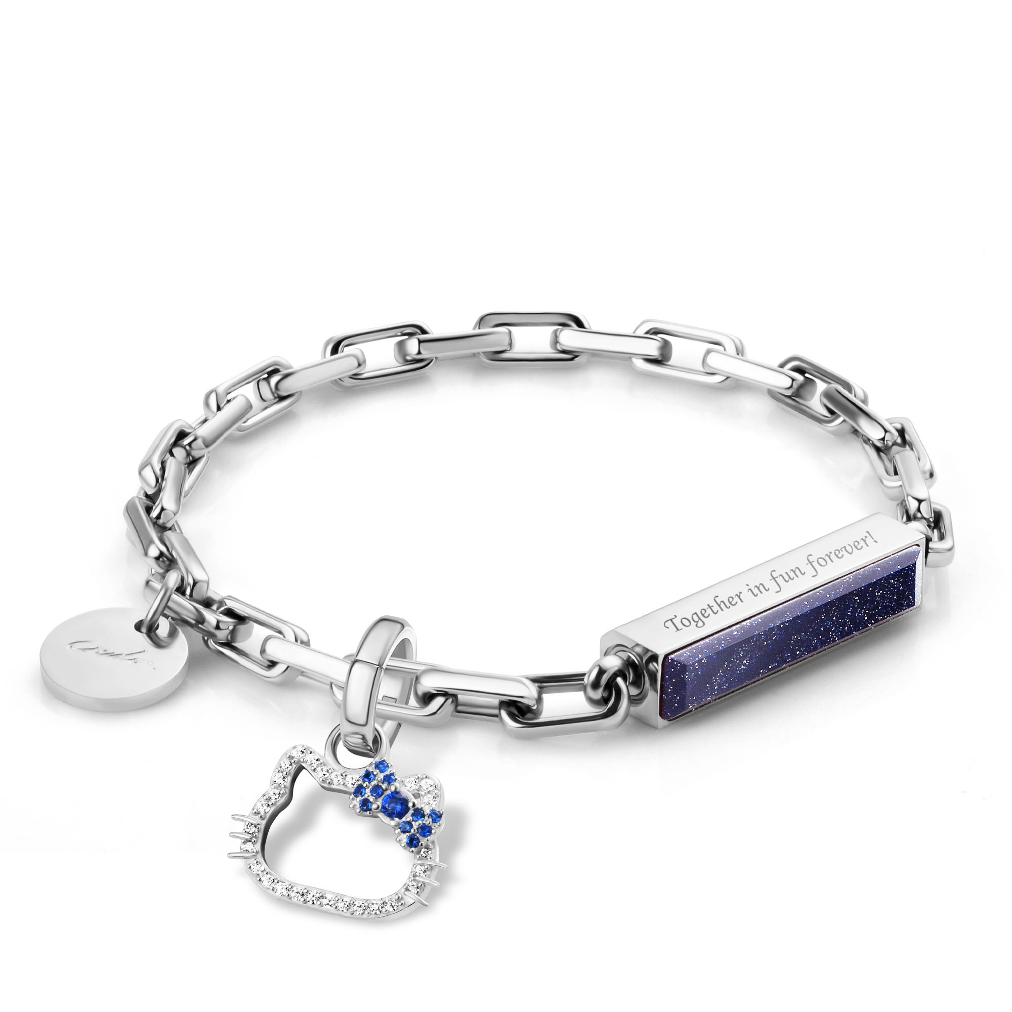 Hello Kitty Metal Box Chain Gemstone Bracelet - Twilight Silver Blue ...