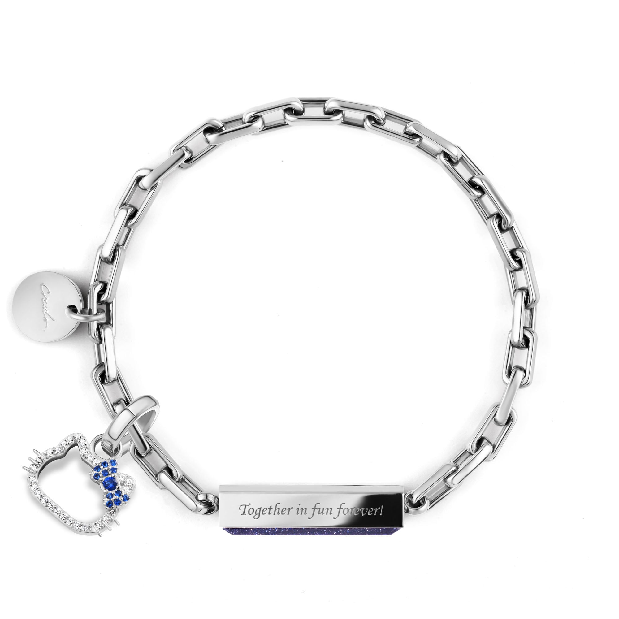 Hello Kitty Metal Box Chain Gemstone Bracelet - Twilight Silver Blue ...