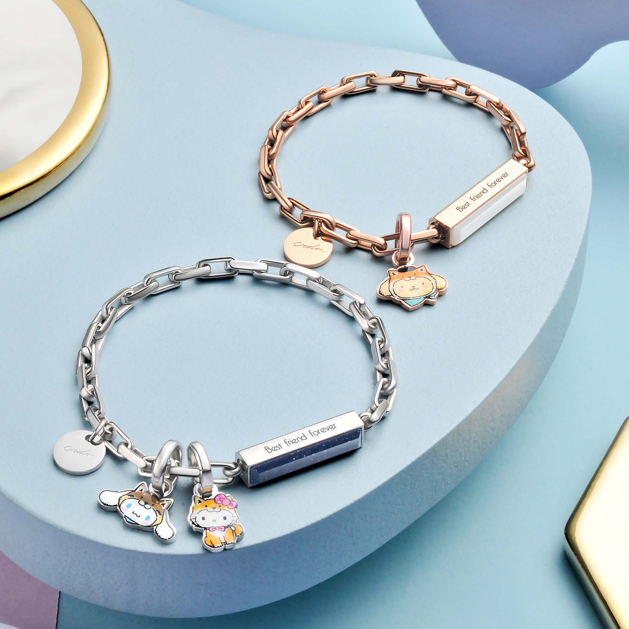 Sanrio Characters Metal Box Chain Gemstone Bracelet - Twilight Silver ...