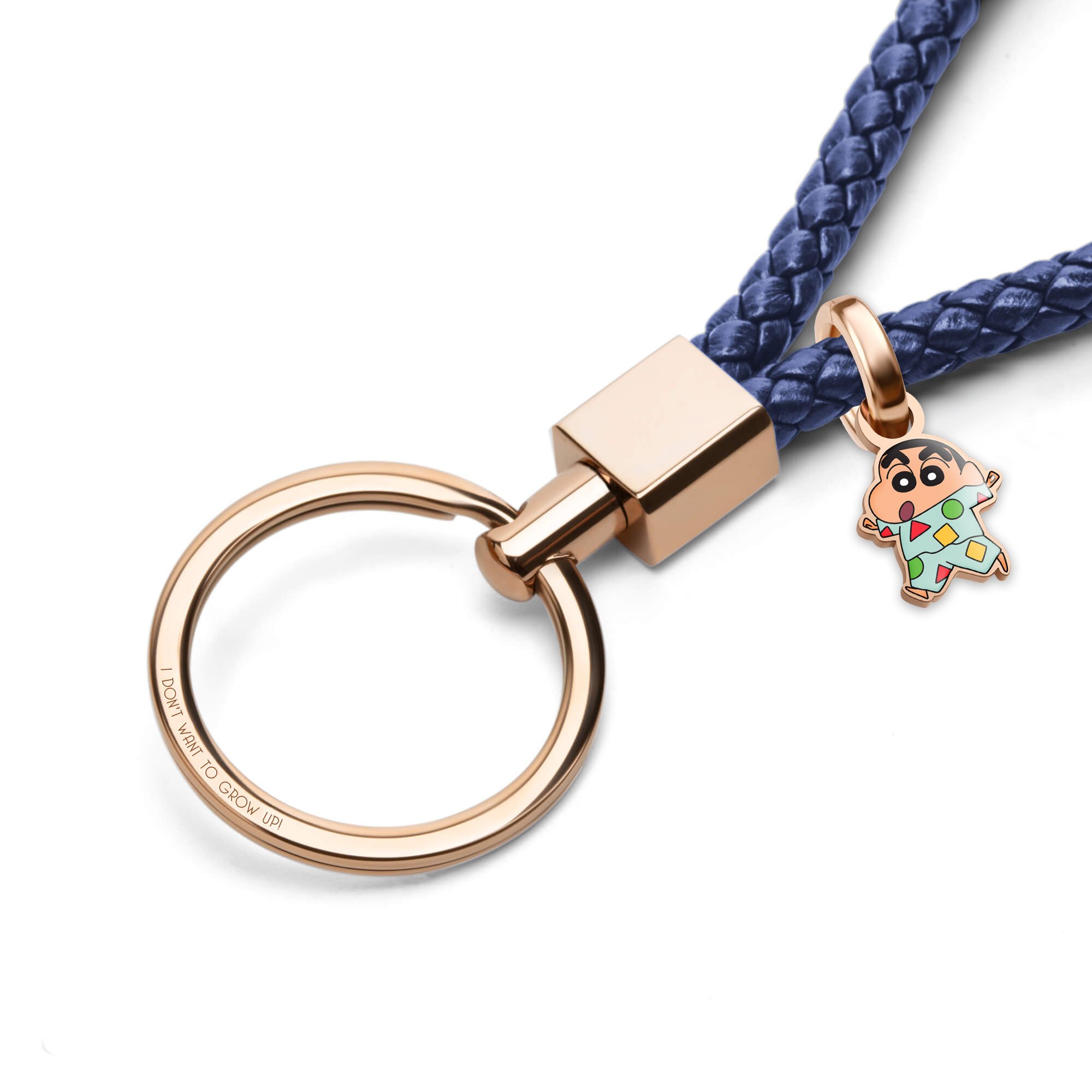 Crayon Shinchan Customized Leather Keychain - Blue Rose Gold