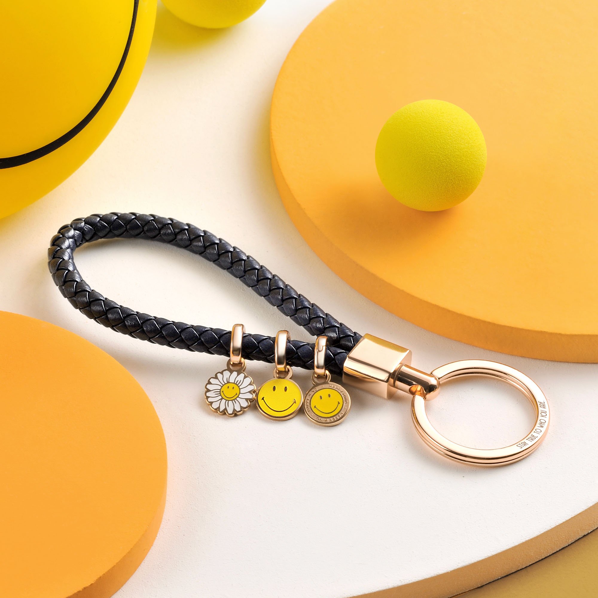 Stylish Smiley Keychain | Unique Leather Accessory | Crudo