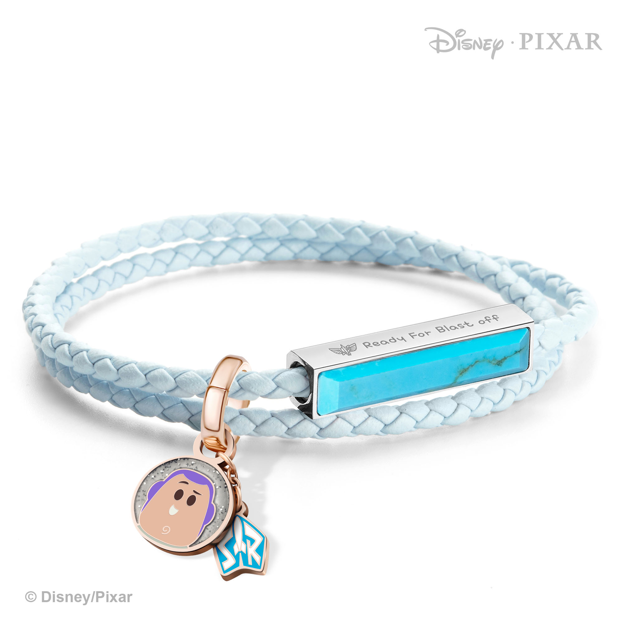 Pixar Toy Story Italian Leather Wrap Gemstone Bracelet - Sky Blue Turquoise