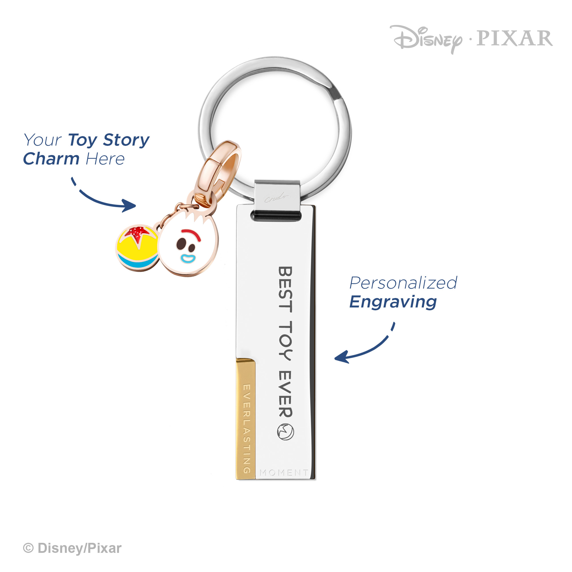 Pixar Toy Story Customized Metal Tag Keychain - White Gold