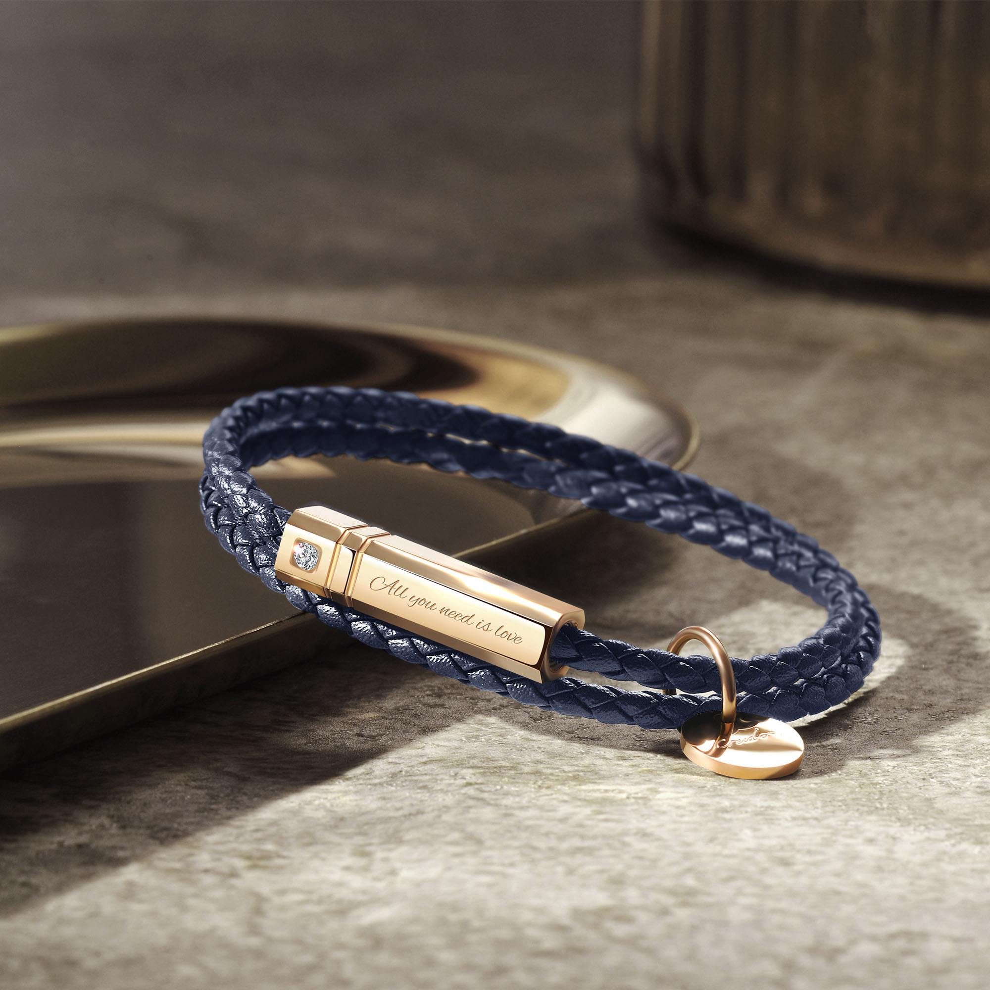Ricordi Titanium Leather Diamond Bracelet