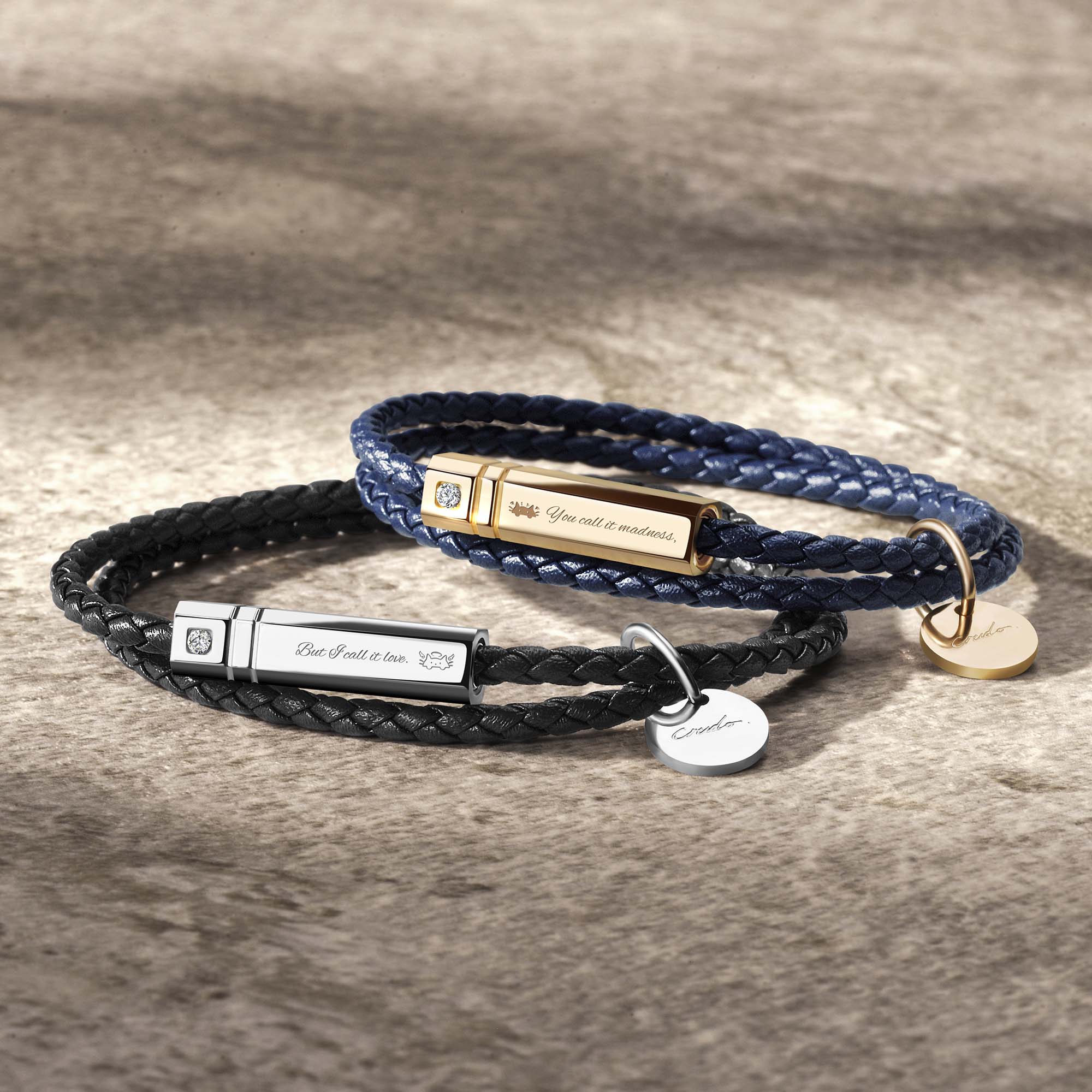 Ricordi Titanium Leather Diamond Bracelet