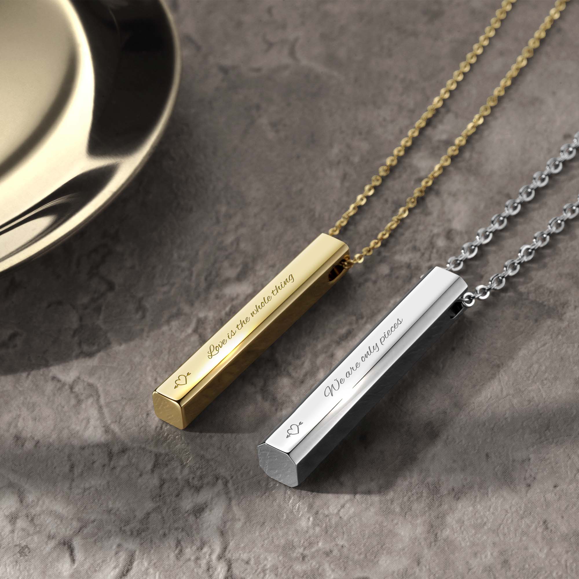Puro Customized Titanium Bar Necklace - Dawn Gold