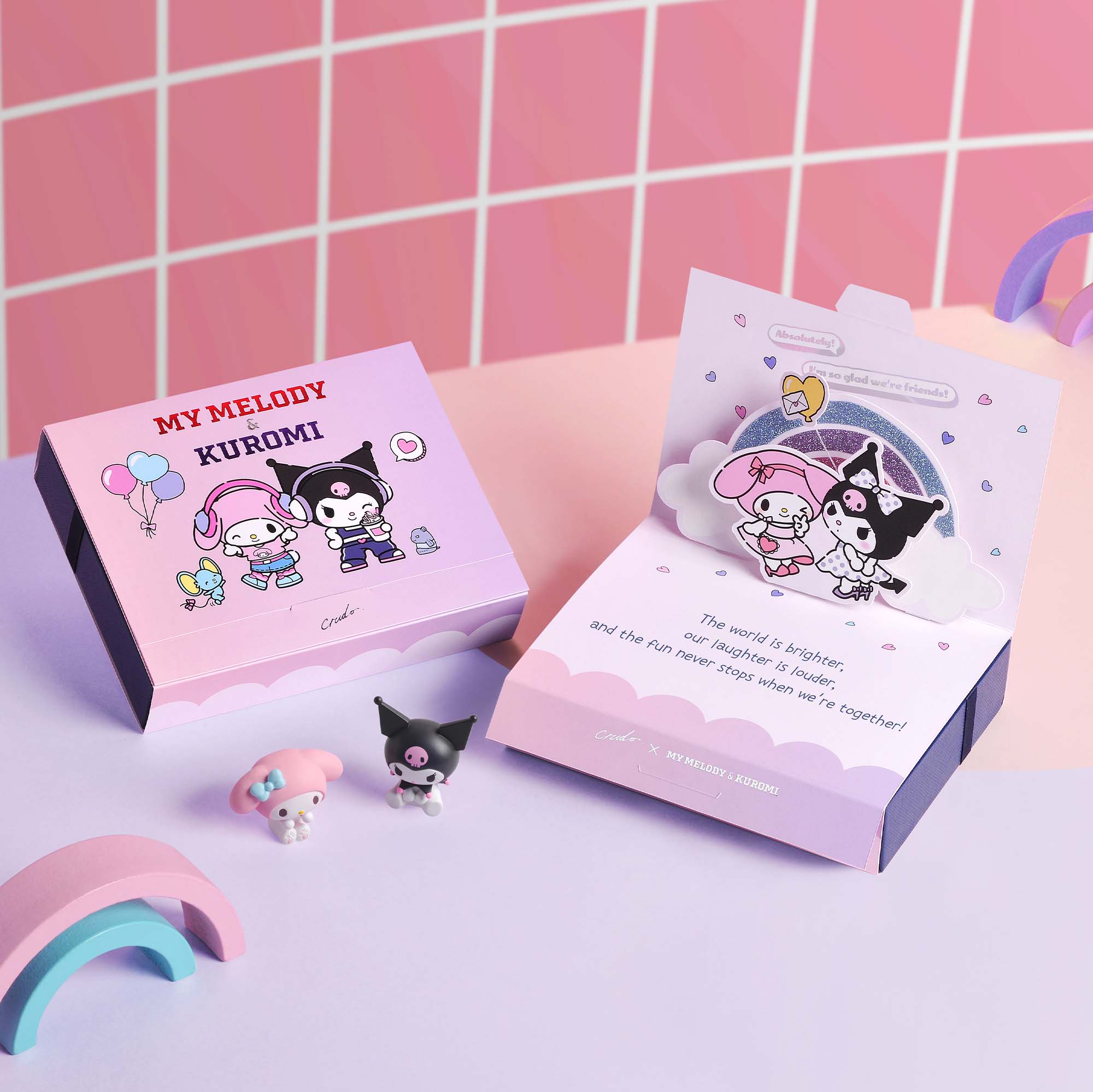 Crudo My Melody Kuromi UV印刷皮革卡套：粉色