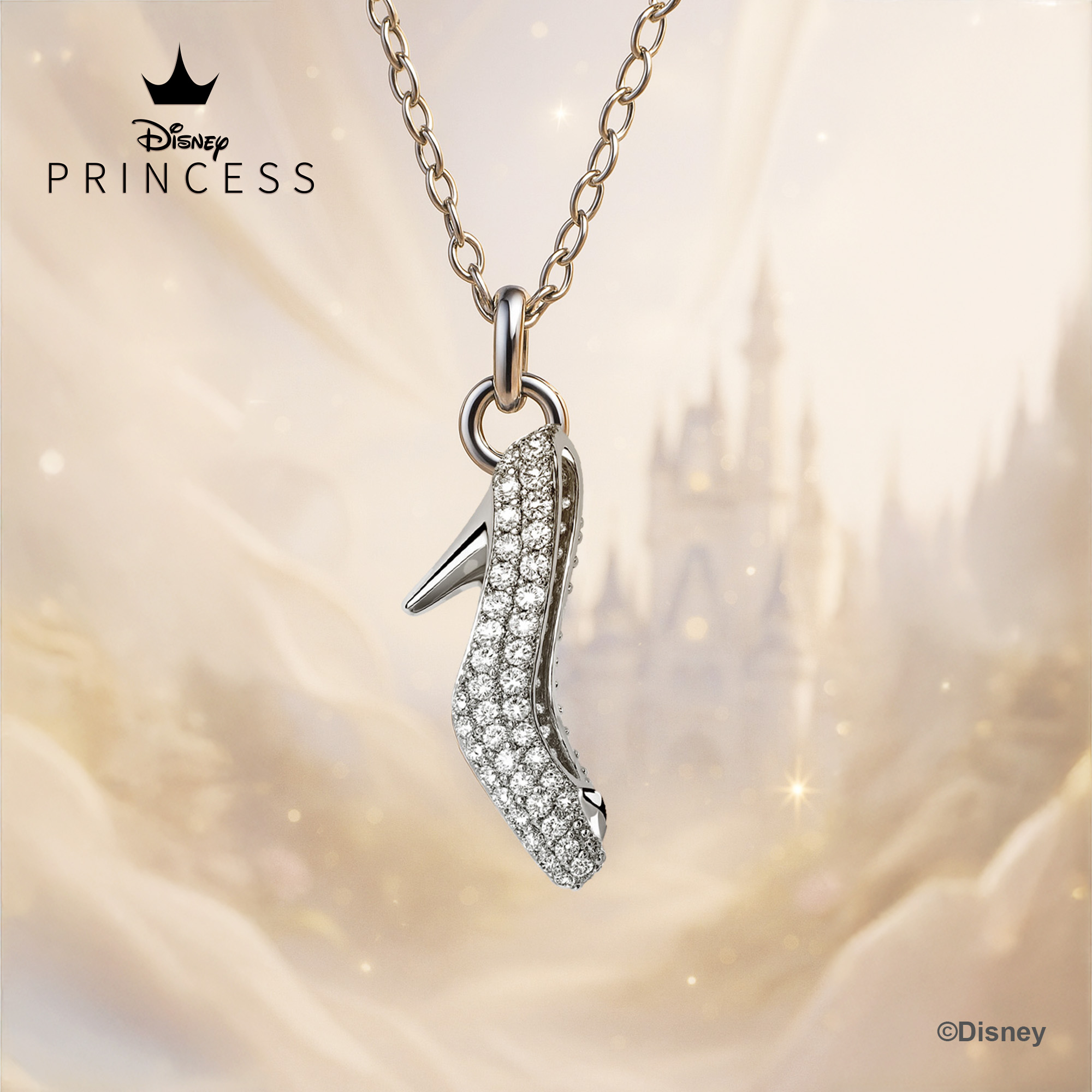迪士尼公主系列 Cinderella 閃石純銀吊墜項鍊 - Crudo