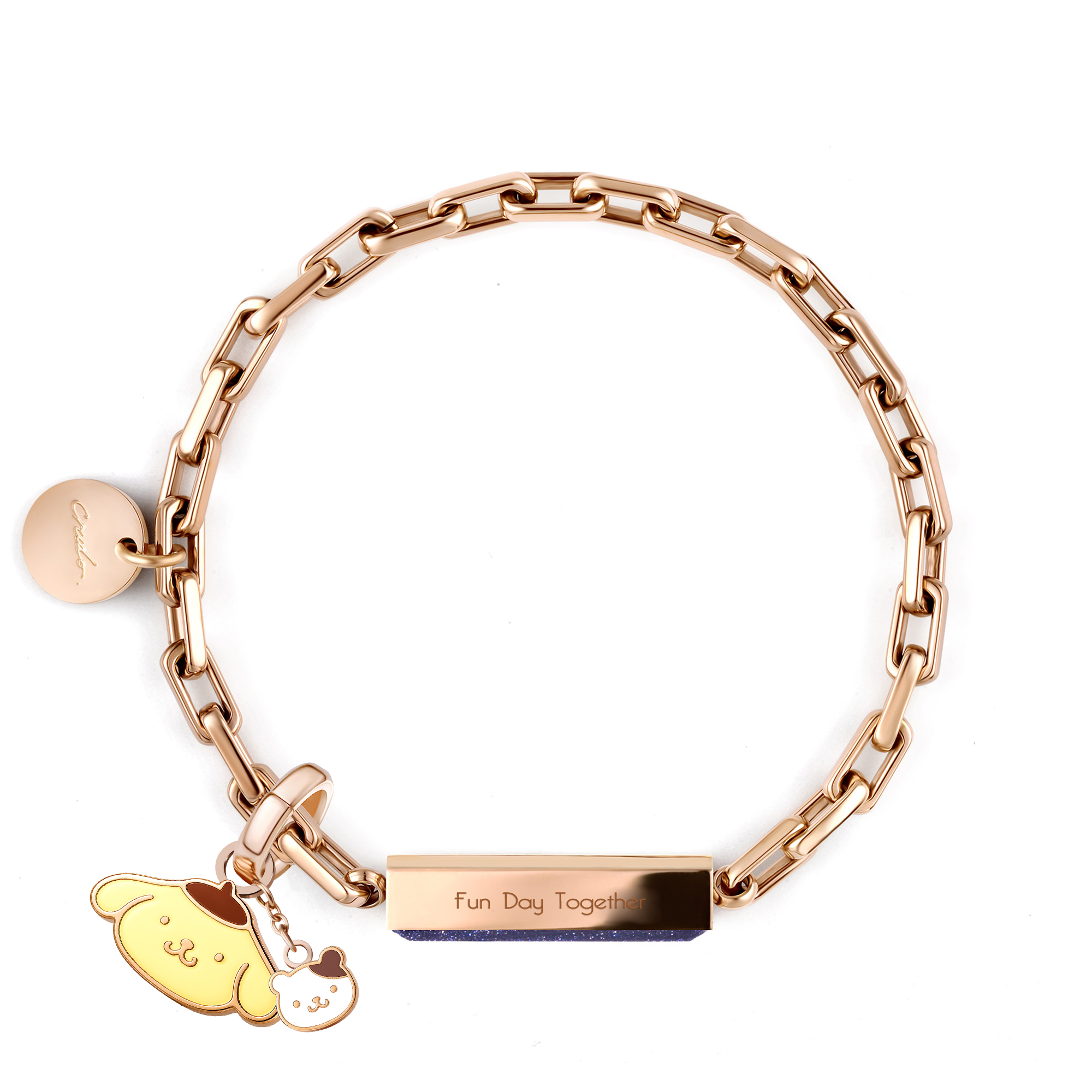 Pompompurin Customized Metal Box Chain Gemstone Bracelet Rose Gold ...