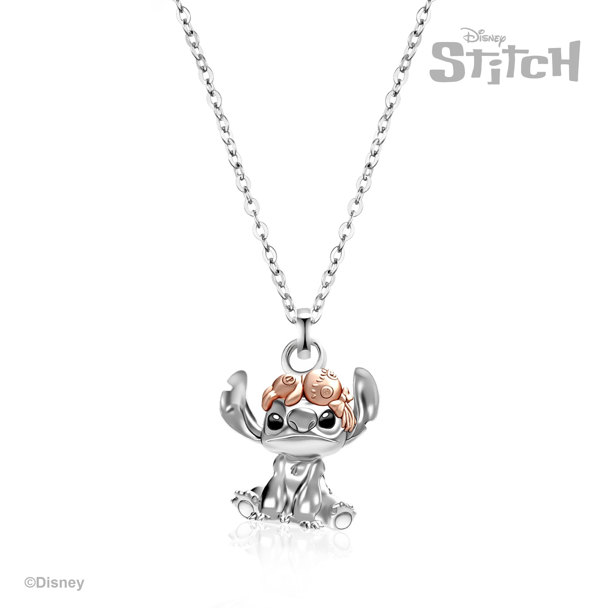Disney Stitch 925 Silver Pendant Necklace - Stitch & Scrump (925 Silver)